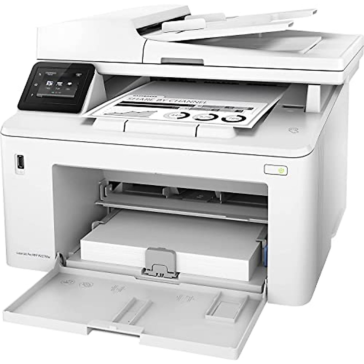 HP Laserjet Pro MFP M227fdw All-in-One Wireless NFC Monochrome Laser Printer - Print Scan Copy Fax -2.7" Touchscreen, 30 ppm, Auto Duplex Printing, 35-Sheet ADF, Ethernet, White, Cbmou Printer Cable