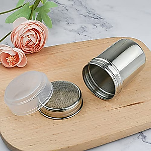 1Pcs Stainless Steel Powder Sugar Shaker Duster with Lid, Fine Mesh Shaker Powder Cans for baking soda Cocoa Cornstarch Coffee Flour ect