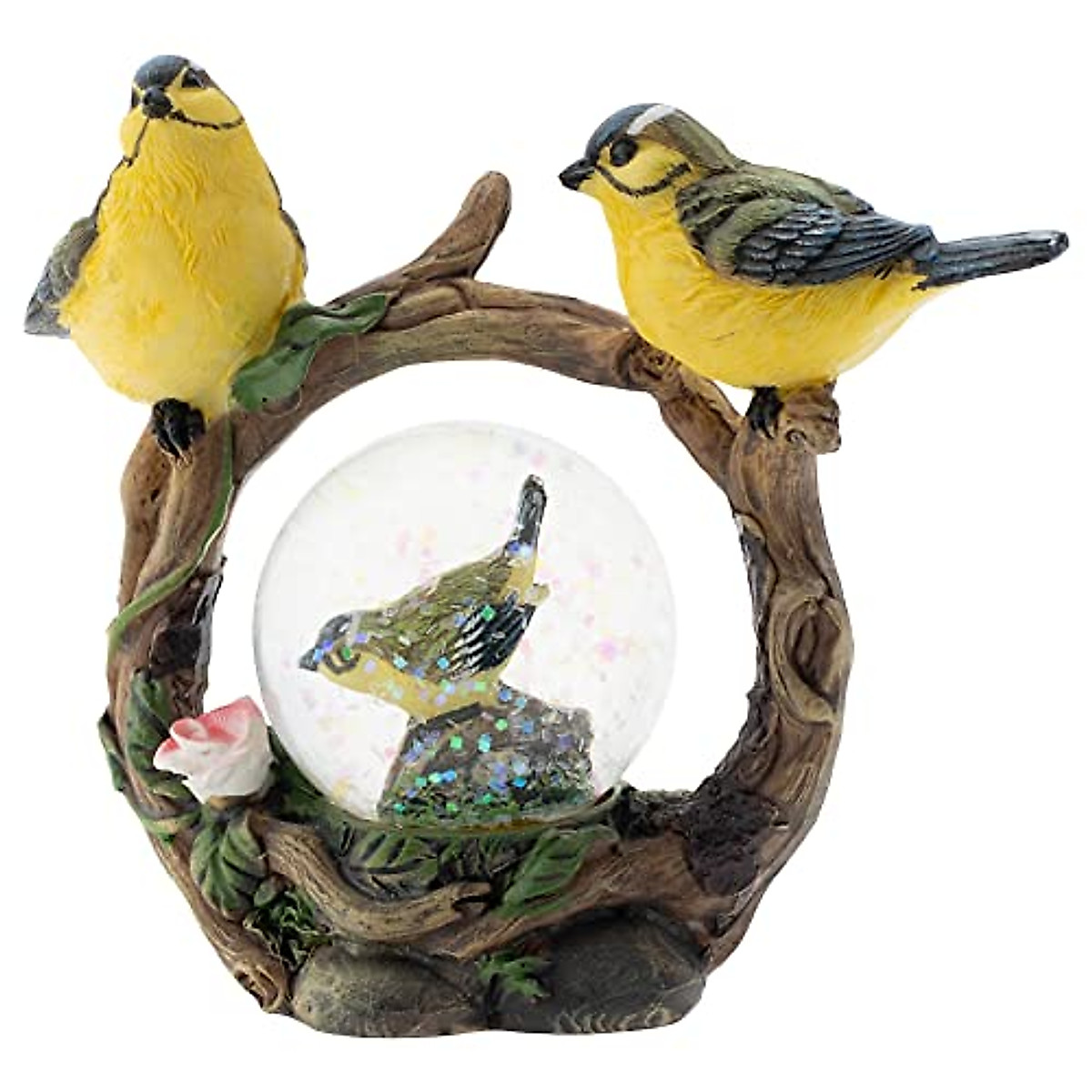 Elanze Designs Black Mask Yellow Birds Figurine 45MM Glitter Snow Globe Decoration