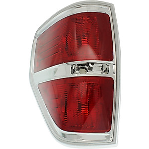 Garage-Pro Tail Light Lamp Compatible with 2009-2014 Ford F-150 Styleside Red Lens Driver Side With Chrome Bezel Trim Design