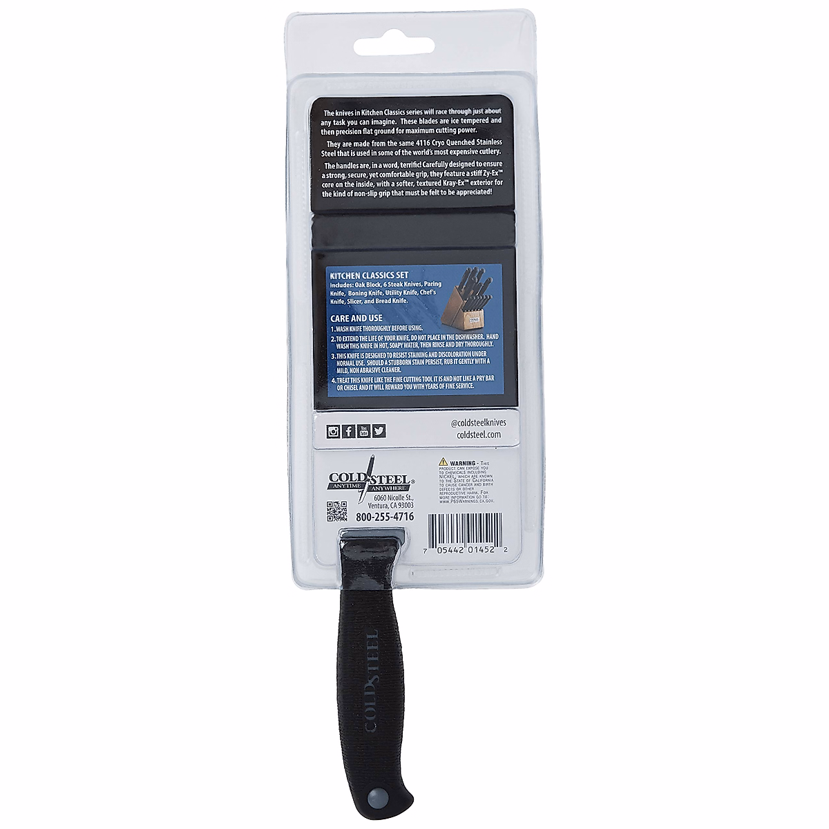 Cold Steel Paring Knife | Compact Lightweight Durable Cryo-Quenched German 4116 Stainless Steel Fixed Blade Knife with Ergonomic Kray-Ex Handle | Kitchen Classics Series