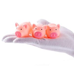 LOUHUA 25 Pieces Mini Rubber Pigs Bulk Baby Bath Toy Pink Tiny Piggies Squeaky Pig Toys for Shower Birthday Party Gift Decoration