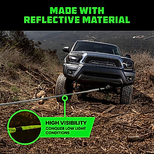 Rhino USA Kinetic Recovery Tow Rope Heavy Duty Offroad Snatch Strap for UTV, ATV, Truck, Car, Tractor - Ultimate Elastic Straps Towing Gear - Guaranteed for Life! (7/8" x 20' Gray)