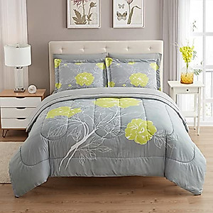 Sweet Home Collection 7 Piece Comforter Set Bag Solid Color All Season Soft Down Alternative Blanket & Luxurious Microfiber Bed Sheets, Florence, Full