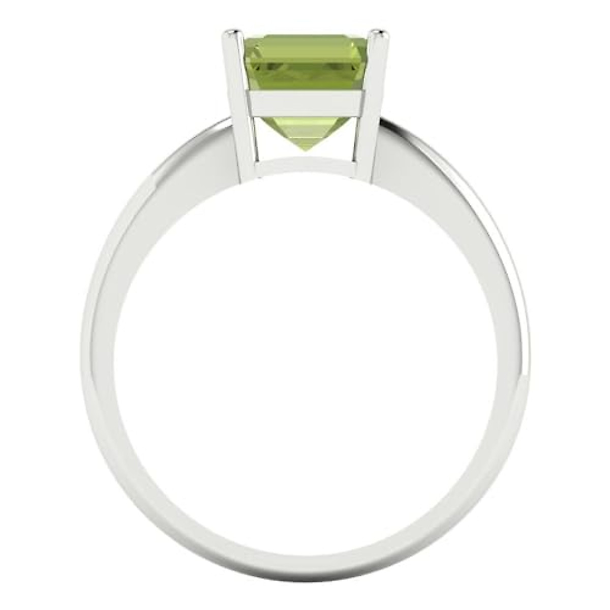 Clara Pucci 2.0 ct Asscher Cut Solitaire Natural Peridot Engagement Wedding Bridal Promise Anniversary Ring 18K White Gold Size 10.75