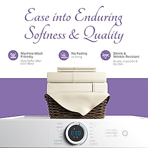 Carressa Linen Luxury Egyptian Cotton 4 PC King Size Sheet Set - 600 Thread Count Deep Pocket Fitted and Flat Sheets, Soft, Cooling Extra Long Staple Hotel-Quality Bedding with Sateen Weave - Ivory