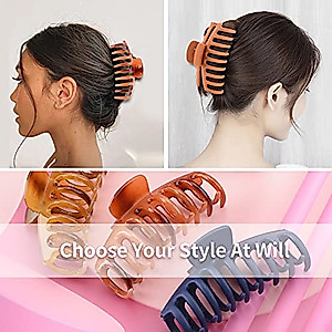 12 PCS Square Hair Clips for Women,4.3 Inch Large Rectangle Hair Claw Clips for Women Thin Thick Curly Hair, Big Matte Banana Clips,Strong Hold jaw clips,Multicolor 1 (Jelly)