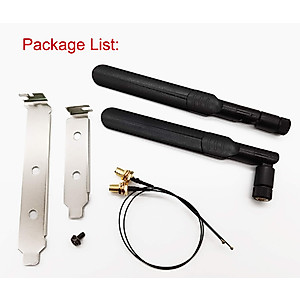 WiFi Antenna 8dBi RP-SMA Male 2.4Ghz 5.8Ghz Dual Band + 10in U.FL IPEX MHF4 to RP SMA Female Extension Cable for M.2 NGFF + Computer Back Slot Cover Bracket