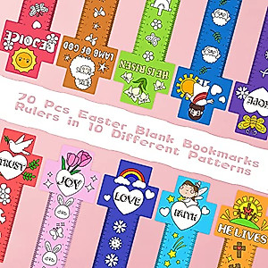 X1zuue 70Pcs Christian Religious Color Your Own Bookmarks DIY Coloring Blank Bookmark Ruler Jesus Cross Measuring Ruler for Party Sunday School Favors Classroom Student Rewards Goodie Basket Fillers