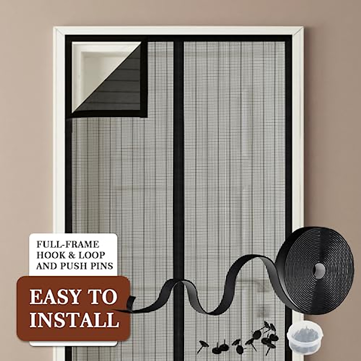 Yotache Magnetic Screen Door New Series Full Strip Magnets Fits Door Size 36 x 80, Screen Size 38" x 81" Full Frame Seal Reinforced Mesh Door Screen Magnetic Closure for Front Patio Back Door