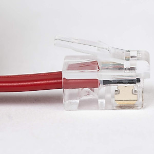 Cablesys Coiled Telephone Handset Cord for Use with PBX Phone Systems, VoIP Telephones - 12 Ft Uncoiled, Rj22, 1.5 Inch Lead on Both Ends, Cherry Red