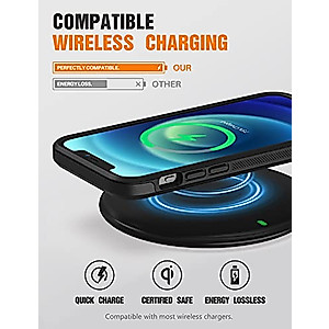 WVM Designed for iPhone 12 Case, Designed for iPhone 12 Pro Case [with 2 Pcs Glass Screen Protector & 2 Pcs Camera Lens Protector] Shockproof Protective Case for iPhone 12/12 Pro 6.1 inch, Black