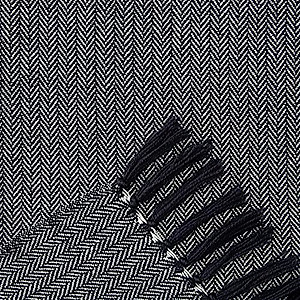 Chanasya Mini Chevron Super Soft Throw Blanket with Tassels Warm Cozy Lightweight Blanket for Bed Sofa Chair Couch Cover Living Bed Room Black and White Chevron Blanket (50x65 Inches)