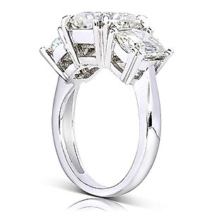 Kobelli Cushion-cut Moissanite Three-Stone Engagement Ring 5 CTW 14k White or Yellow Gold