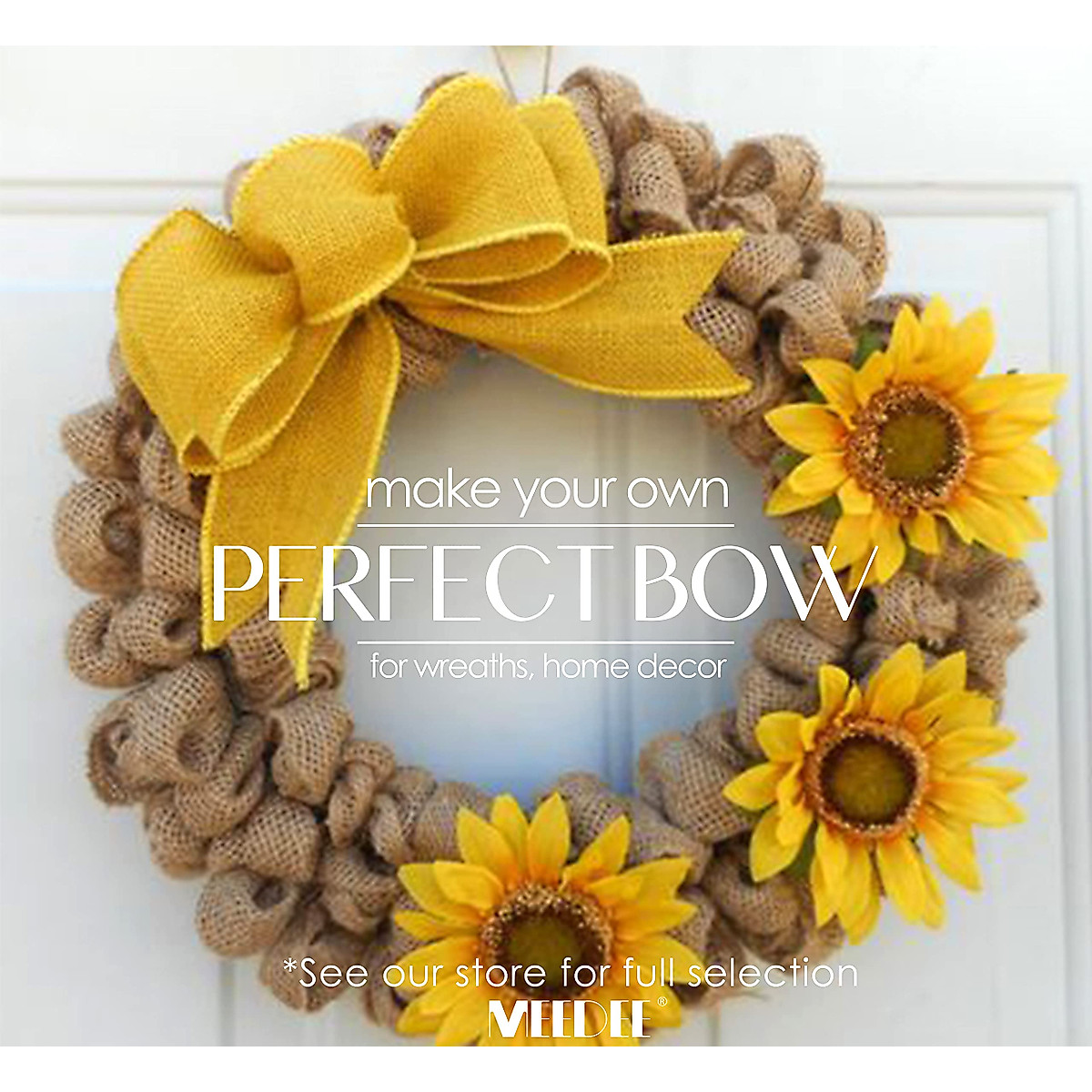 MEEDEE Yellow Burlap Ribbon 1.5 Inch Yellow Ribbon Wired Daffodil Yellow Ribbon Yellow Burlap Wired Ribbon for Yellow Fall Wreath, Gift Wrapping, Garland, Bows Making, Party Decorations(10 Yards)