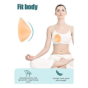 Silicone Breast Form, Mastectomy Prosthesis Concave Bra Enhancer Inserts Crossdress Transvestite Prosthetic Cancer Support Teardrop Shape Pad for Women Fake Boobs Cosplay Transgender Crossdressers