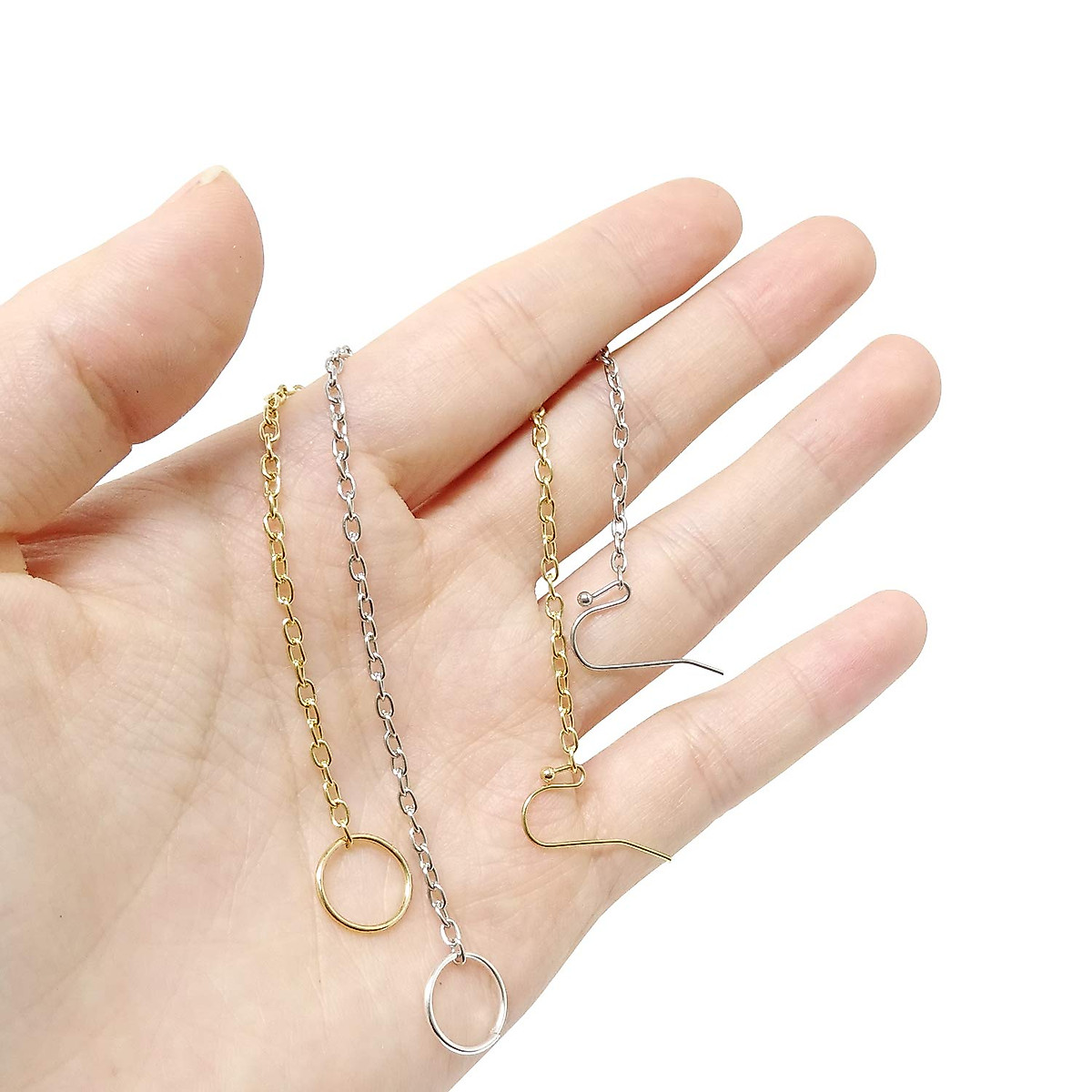 Honbay 2PCS Pierced Indian Nose Rings with Chain Nose to Ear Chain