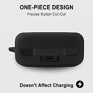 Geiomoo Silicone Case Compatible with Bang Olufsen Beoplay EX, Protective Cover with Carabiner (Black)