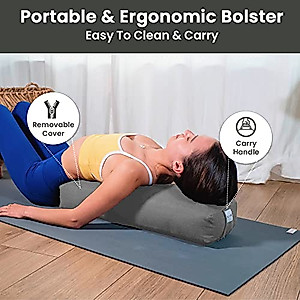 Sol Living Yoga Bolster Pillow Rectangular Meditation Cushion Cotton Meditation Accessories for Restorative Yoga Meditation Pillow Yoga Pillow Firm Body Pillow Bolster Pillow for Legs Removable Cover