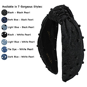 YETASI Head bands For Women's Hair are Unique. Black Pearl Headband Denim is Classy. Knotted Headband for Women is a Comfy Headbands for Women . Get Complements with Cute Jean Black Pearl Headband