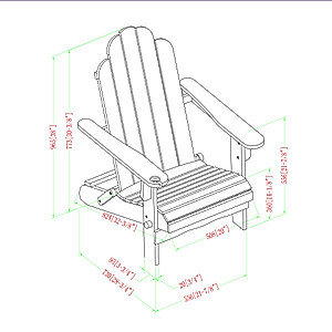 Walker Edison Sully Classic Solid Acacia Wood Outdoor Folding Adirondack Chair, 38 Inch, Navy Blue Wash