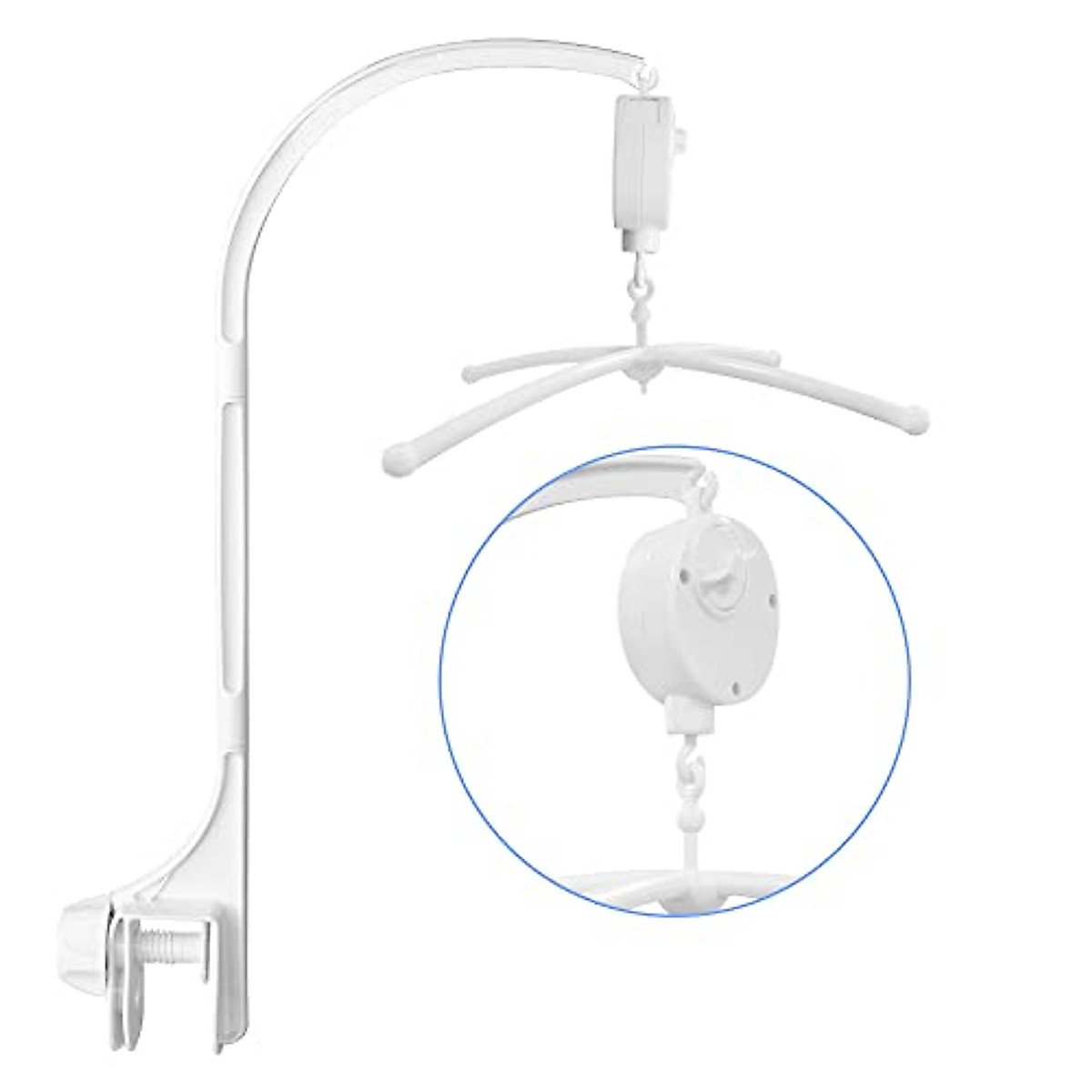 25 Inch Musical Cot Mobile, FineGood Baby Mobile Cot Mobiles for Babies Crib Mobile Bed Bell Holder with Soothing Music Box