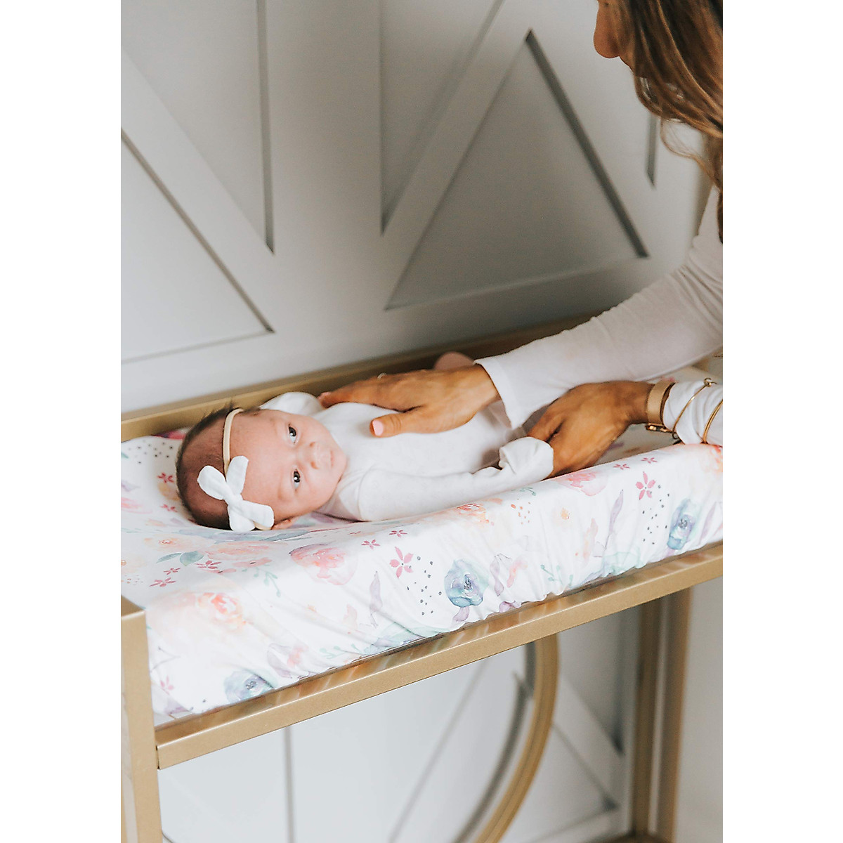 Premium Knit Diaper Changing Pad Cover"Bloom" by Copper Pearl