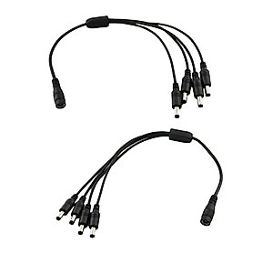 UpperFu 2pcs CCTV DC Power Splitter Cable 5.5mm x 2.5mm Female Jack to 4 Male Splitter Connector Cable 5.5mm x 2.5mm Adapter for LED Strip Surveillance Camera Security Camera