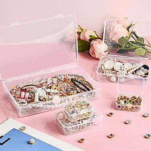 Mauproy 24 Pack Mixed Sizes Small Plastic Storage Containers, Mini Rectangular Small Items Organizer Boxes with Hinged Lids and Labels for Craft Jewelry Beads