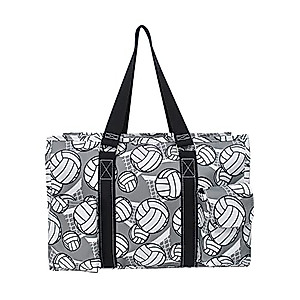 NGIL Utility Water Resistant Tote Bag, Top Zipper Closure, Perfect Gifts for Working Women, Teachers, Nurses, Gym bag (Volleyball-black)