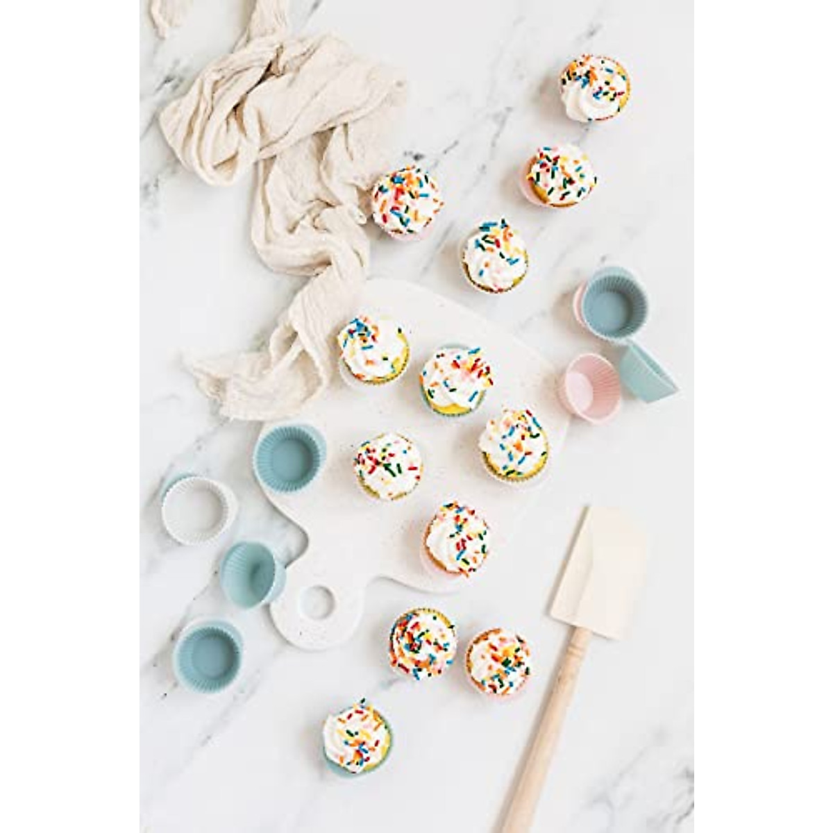 The Silicone Kitchen Reusable Silicone Baking Cups Silicone Muffin Liners for Cupcakes - BPA Free (24 Pack, Mini, Pink Gray Blue)