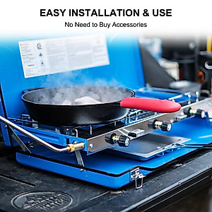 Camplux Camping Stove 20,400 BTU, 1 Grill & 2 Burners Propane Stove for Outdoor Cooking