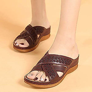 Women's Sandals Outdoor Slippers Anti Slip Beach Casual Open Toe Sandals Vintage Anti-Slip Breathable Light Soft Platform