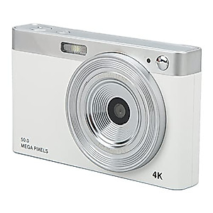 4K Digital Camera, 16X Zoom 50MP AF Autofocus Vlogging Camera, 2.88in IPS HD Mirrorless Camera with Battery, LED Fill Light Portable Mini Compact Camera for Macro Shooting, Teens, Students(White)