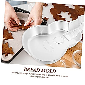Housoutil 1pc Cake Mold Dessert Molds Pan Guitar Cake Molds Mini Candy Pizza Home Tools Baking Mold for Home Creative Baking Mold Bread Pan Aluminum Alloy Ghost Silver Self Made