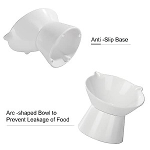 Detachable Elevated Cat Bowls, 15° Tilted Raised Cat Food Bowl Anti-Vomiting,Whisker Friendly, Adjustable Cat Dishes for Protecting Spine,Adult Kitten