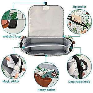 Sinestour Cute Cactus Stroller Organizer with Cup Holder Universal Stroller Organizer Bag Detachable Shoulder Strap Stroller Accessories for Diaper Keys Phone Toys Fit All Baby Stroller