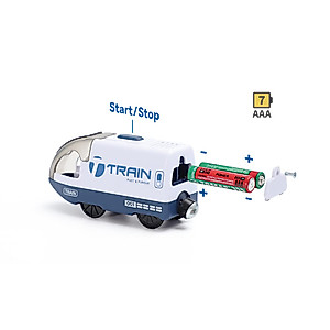 Battery Operated Broadcasting Train Magnetic Carriages Inter City Train Toys with Passenger and Driver for Wooden Train Track Toys Car for Toddlers 3 4 5 Year Old Kids (No-Include Battery Tracks)