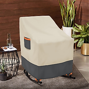 SOKINGCOVER Outdoor Rocking Chair Cover 2 Pack, Patio Swivel Chair Covers for Outdoor Furniture, Waterproof, 27.5" W X 32.5" D X 39" H, All-Weather, Khaki Gray