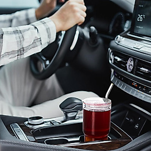 Dingerjar Glass Tumbler with Lid and Straw, Borosilicate Glass Iced Coffee Cup Smoothie Cups 24 oz/750ml for Hot or Cold Drinks