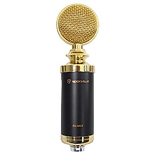 Rockville RCM02 Pro Studio Recording Condenser Microphone Mic+Metal Shock Mount, Black