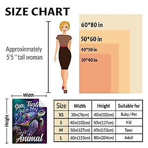 Kids Blanket, Sea Turtle Blanket, Cool 50 x 40 Inches Ocean Blanket for Girls Boys Women, Lightweight Soft Throw for Bedding Room Ornament School