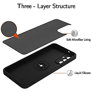 ZIYE Samsung A13 5G Phone Case with Ring Stand Holder Clip Kickstand, Skin-Friendly Touch Silicone Case with 360°Rotatable Ring Kickstand Shockproof Fall-Proof Military Drop Protection Cover Black