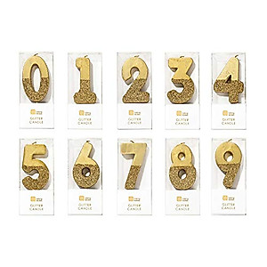 Talking Tables Glitter Number Candle-Premium Quality Cake Topper Decoration Pretty, Sparkly for Kids, Adults, 30th Birthday Party, Anniversary, Milestone, Height 8cm, 3", Gold 3