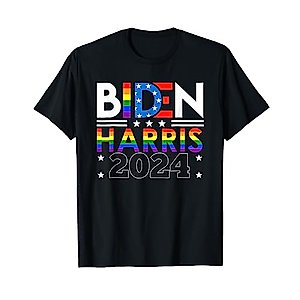 Biden Harris 2024 Rainbow Flag Gay Pride LGBT Democrat T-Shirt