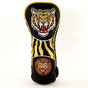 Tiger Retro Style Fairway Metal Woods Headcover, Black, Golf Head Cover