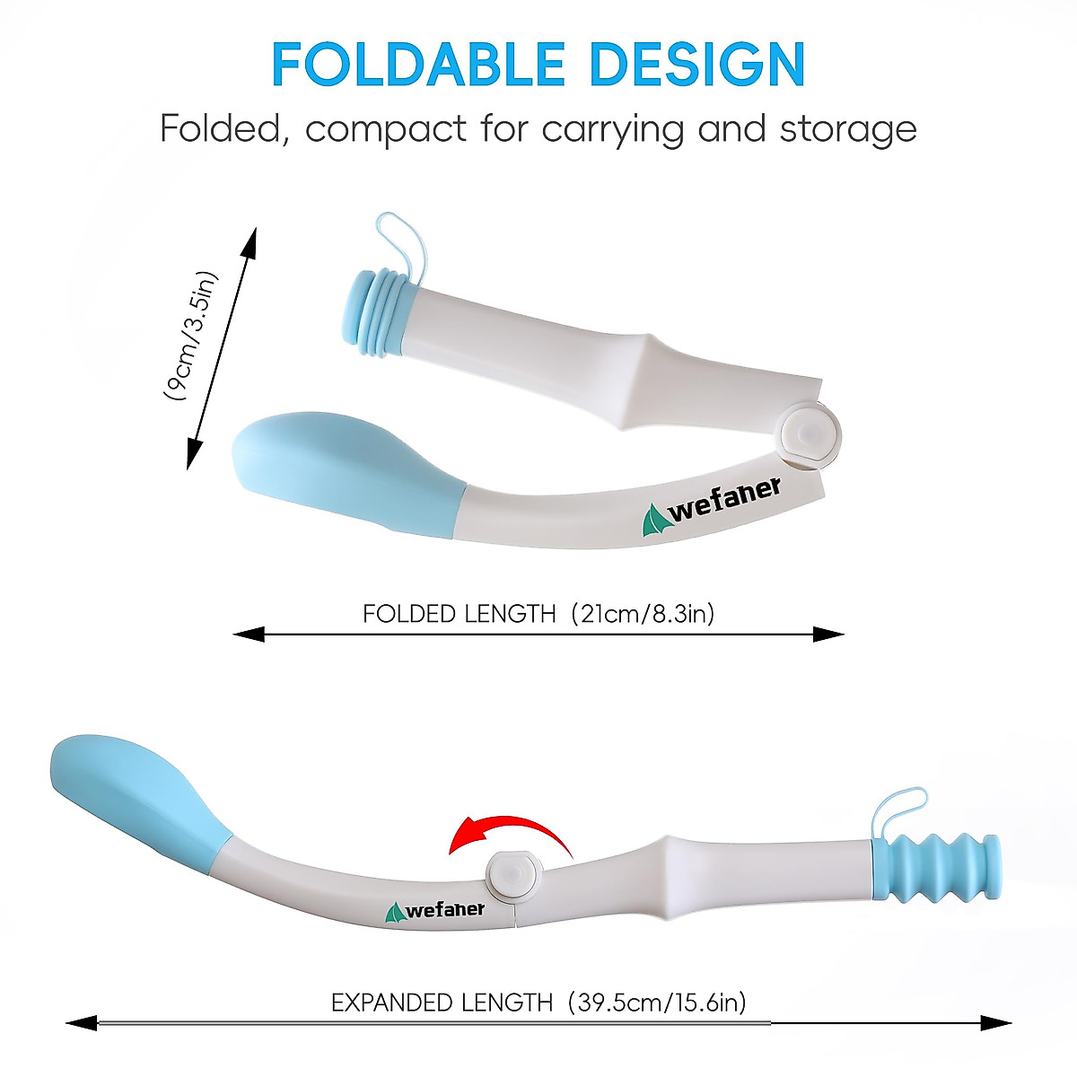 Wefaner Foldable Toilet Aid, 15.6“ Long Comfort Wipe Wand Bottom Buddy Toilet Self Tissue Aids for Toileting, Self Help Wipe Butt for Fat People Limited Mobility,Elderly, Pregnancy