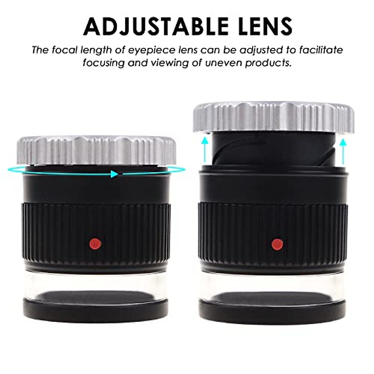 10x Loupe Magnifier, Adjustable Focal Length Magnifier with 30mm Lens, LED and UV Light, Foldable Jewelers Loupe Magnifier Glass for Jewelry,Textile,Coins,Optical,Embroidery,Circuit Board,etc.