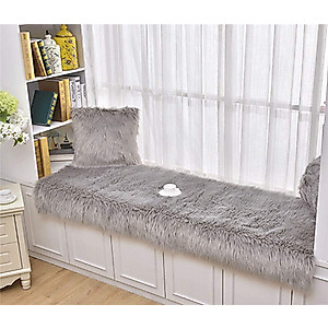 Faux Sheepskin Fur Rug,Soft Faux Fur Rugs Sheepskin Area Rug Window Beside Carpets Fluffy Floor Mat Luxurious Home Decor (1.3'x2'/40x60cm, Grey)