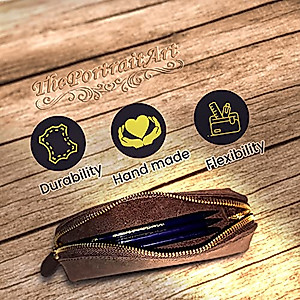 ThePortraitArt Vintage Leather Case/Pouch for Pencils, Art Supplies, Cosmetic Makeup Tools, Misc Items